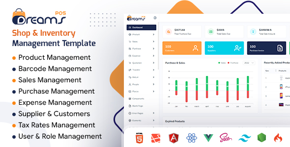 DreamsPOS - POS & Inventory Management Admin Dashboard Template (HTML Angular React Vue Laravel ...